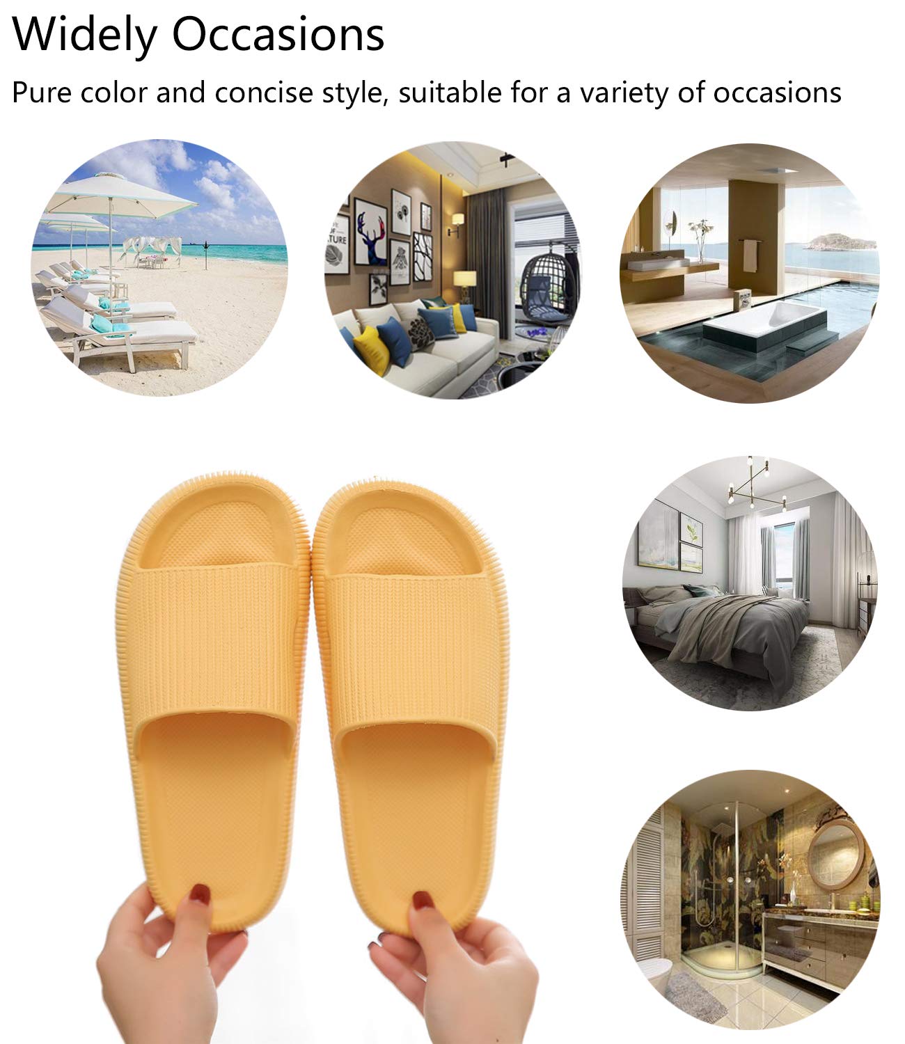 Pillow Slippers for Women, Non-Slip Massage Foam Shower Bathroom Home Floor Thick Sole Quick Drying Cloud Cushion Womens Mens Sandals, Soft Comfortable Platform Open Toe Shoes (Orange, Eur42/43)