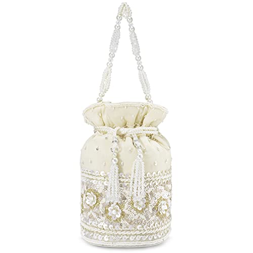 Aheli Indian Potli Bags for Women Evening Bag Clutch Ethnic Bride Purse with Drawstring (P46W)