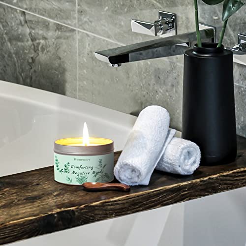 Homemory Eucalyptus & Sage Scented Candles, Candles for Home Scented, Stress Relief Candles for Cleansing Negative Energy, Natural Soy Candles, Aromatherapy Candles Eucalyptus, Soy Tin Candle 6oz