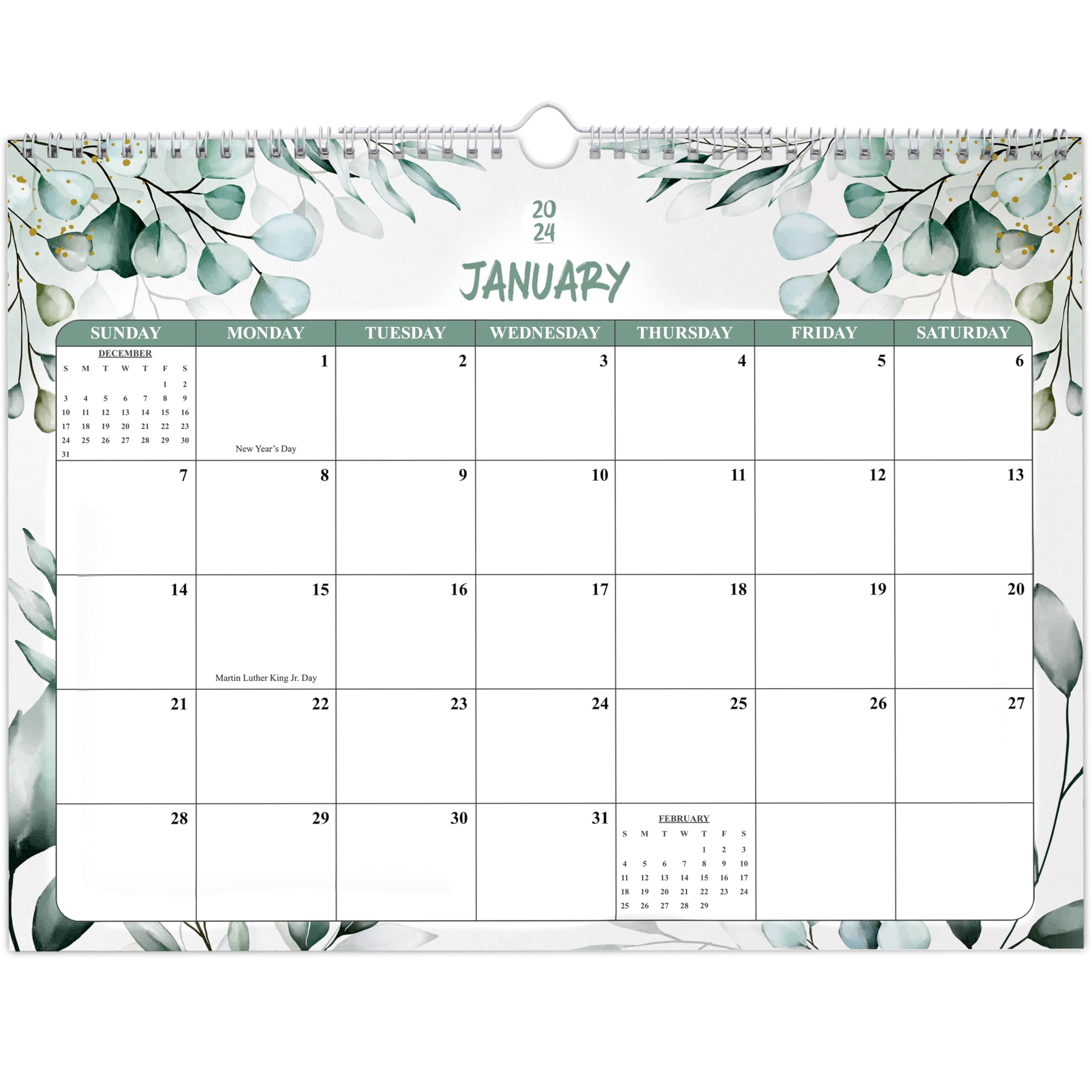 COOLENDAR 2023 Wall Calendar, Monthly Calendar 24 Months from January 2023 to December 2024, Hanging Calendar 2023 for Wall, Monthly Planner 2023-2024, 2023 Desk Calendar with Large Occasions (GRN1)