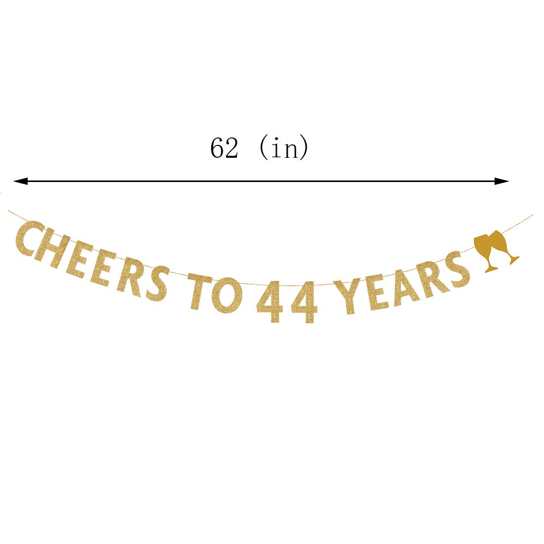 MAGJUCHE Gold glitter Cheers to 44 years banner,44th birthday party decorations