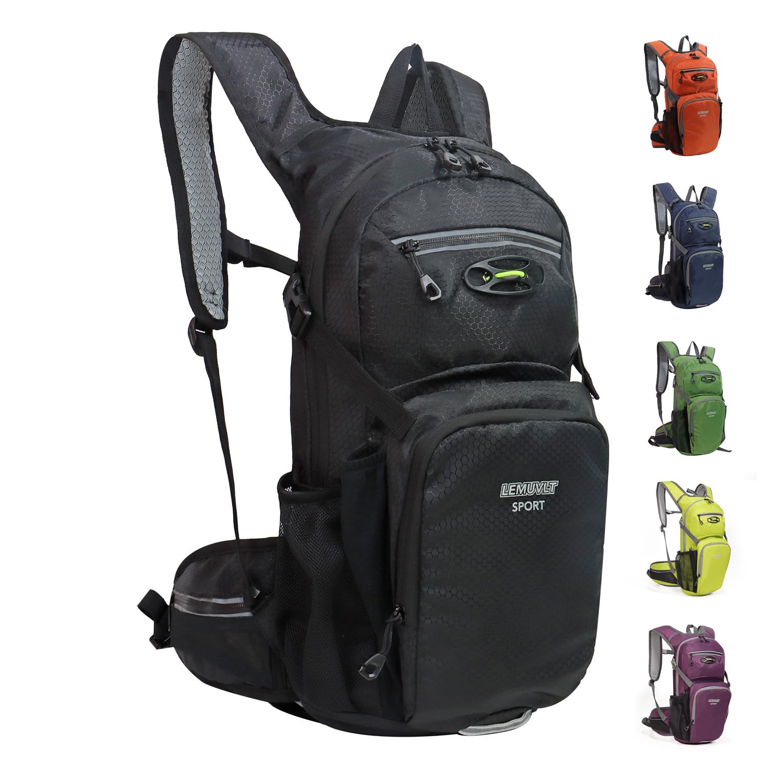 Lemuvlt Hiking Daypack Waterproof Biking Backpack 15L Capacity, Many Compartments Lightweight & Durable- Everyday Backpack for Skiing Skating Snowboarding Hiking Running MTB Cycling(Black)