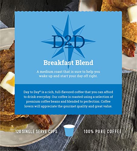 Day To Day 120-Count Breakfast Blend, Medium Roast Single Serve Coffee Pods for K-Cup Keurig Brewers