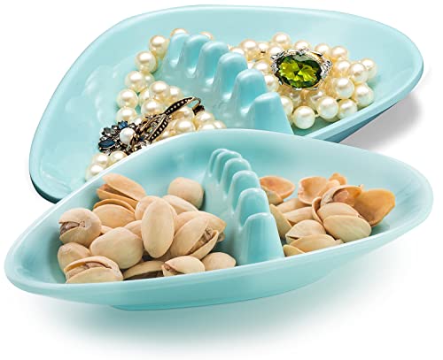 Old & Bold 2 PC Boomerang Bowl - Retro Vintage Funky Eclectic Home Decor - Sunflower Seeds Dish - Trinket Tray (Blue - Turquoise Teal)