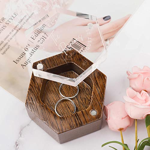 Custom Ring Box for Wedding Ceremony Personalized Hexagon Ring Box Wooden Wedding Ring Bearer Box Proposal Ring Case for Marriage Proposal Engagement