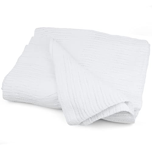 White Waffle Weave Soft Lightweight Queen Size Bed Blanket, 90x90in - 100% Cotton, Travel Blanket, Throw Blanket for Sofa, Bed, Couch