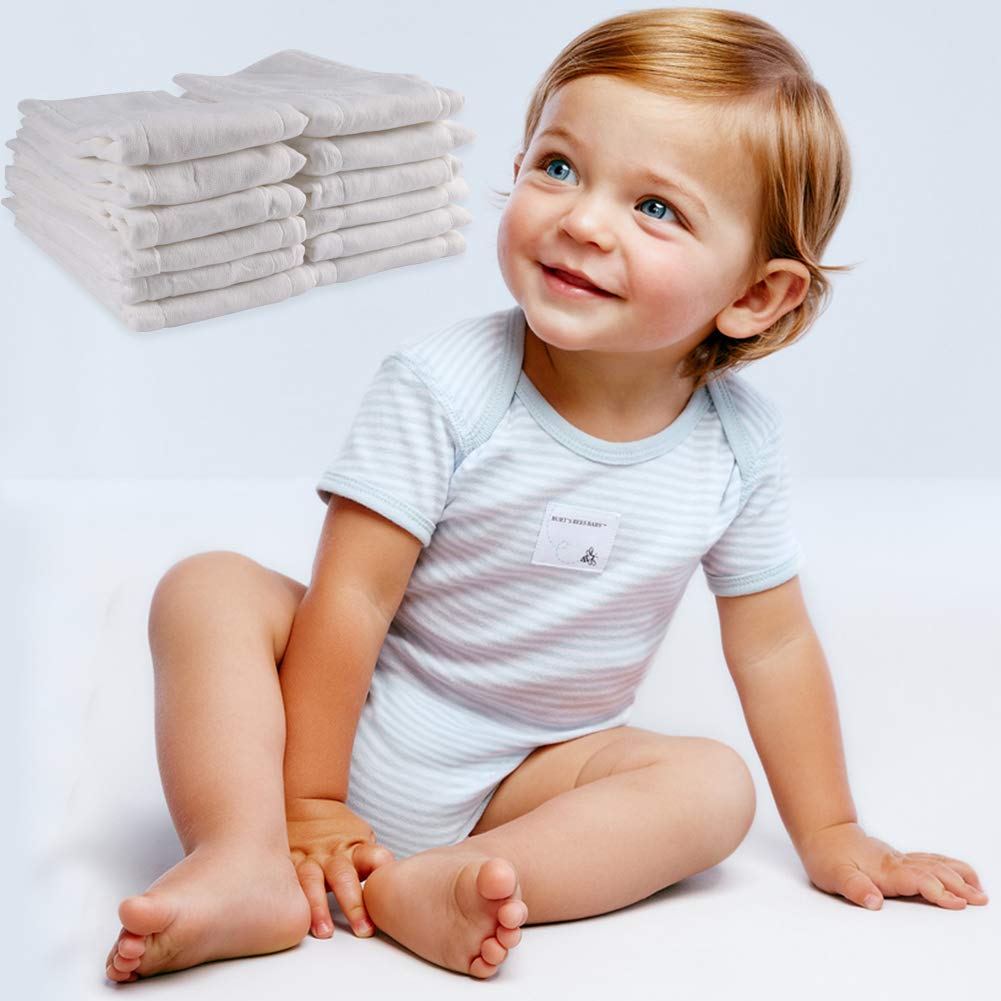 Prefold Cloth Diapers, Fasoar 3 Ply Baby Washable Cotton Diapers Covers for Babies to Toddlers Multi-Use (10-35 lbs) Count(12)