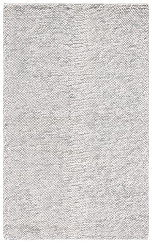 Safavieh Natura Collection 4' x 6' Grey/Ivory NAT182F Handmade Wool Entryway Living Room Foyer Bedroom Accent Rug