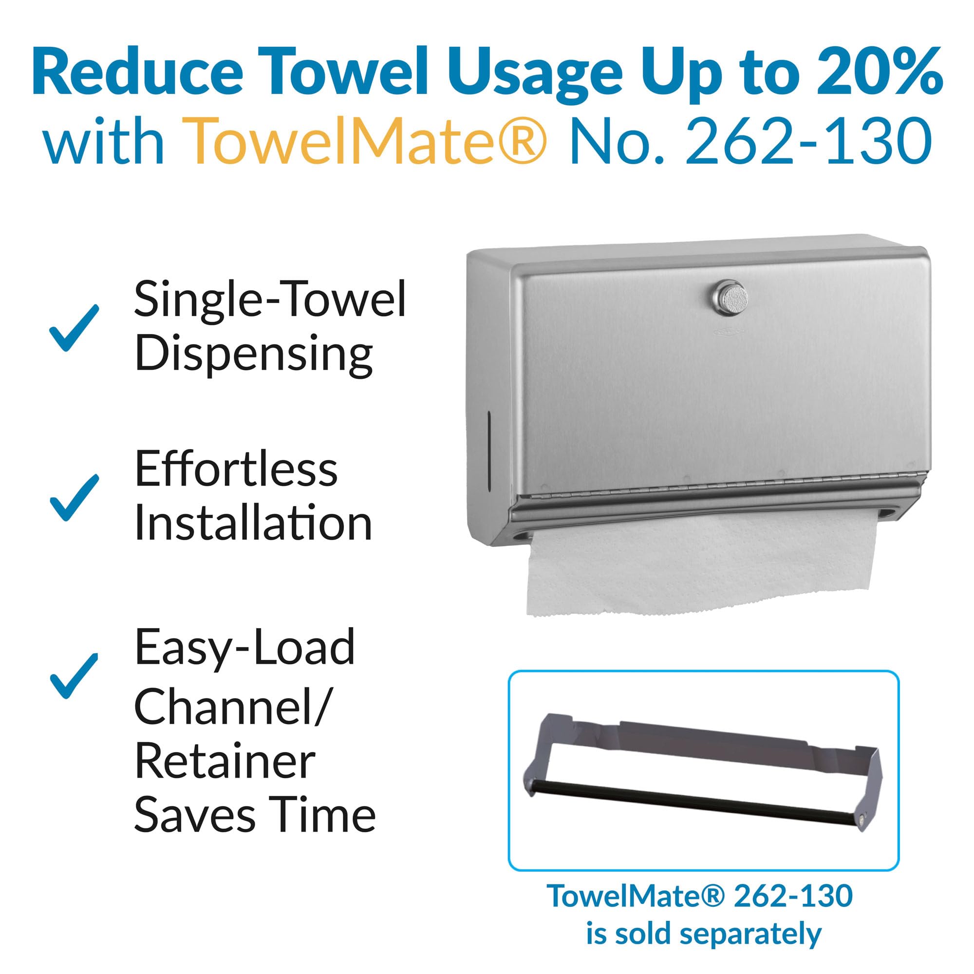 Bobrick B-2621 10.75 in. x 4 in. x 7.13 in. Surface-Mounted Paper Towel Dispenser - Stainless Steel