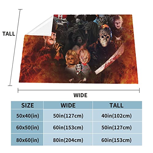 Horror Movie Character Lamb Blanket Soft Fleece Warm Fluffy Throws Blanket Fuzzy Plush Blanket Home Decor Halloween 80x60 in