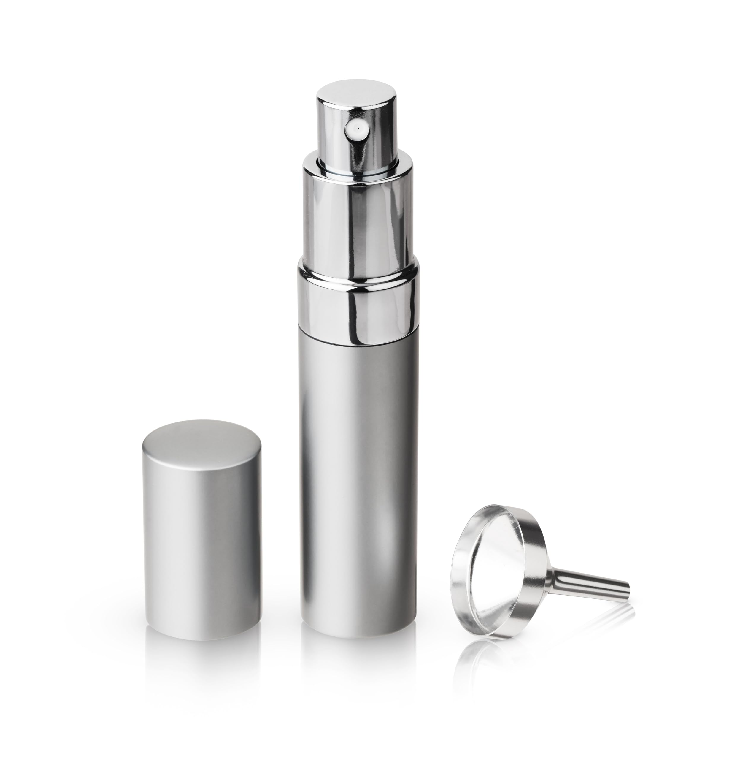 True Martini Atomizer Bar Mister with Refillable Funnel for Vermouth Spray Glass Canister with Stainless Steel Case, 1 Count (Pack of 1), Silver