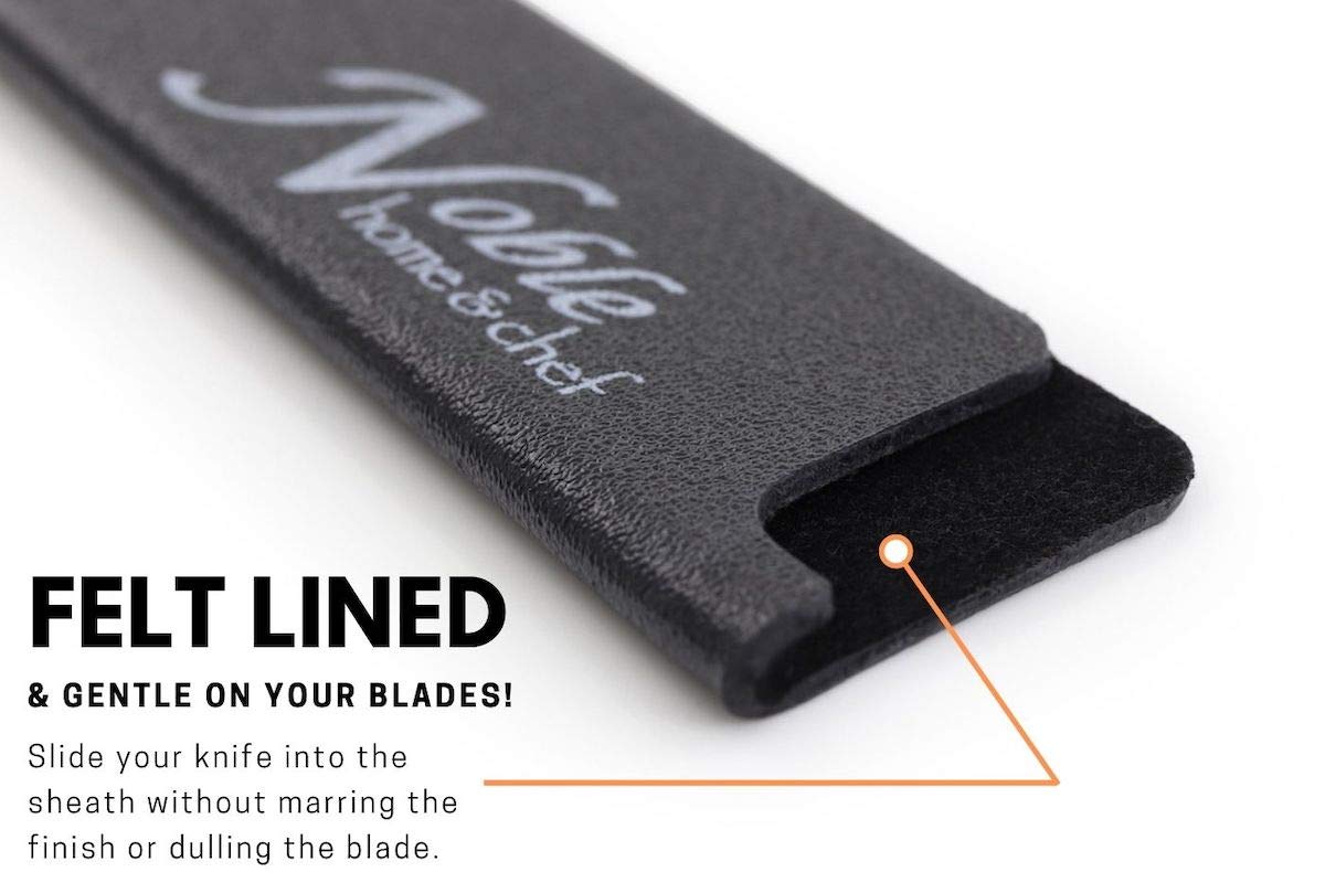 Noble Home & Chef 2-Piece Universal Knife Guards (8.5β and 10.5") are Felt Lined, More Durable, Non-BPA, Gentle on Blades, and Long-Lasting Knives Covers Are Non-Toxic and Abrasion Resistant!