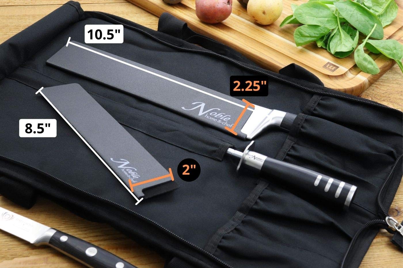 Noble Home & Chef 2-Piece Universal Knife Guards (8.5β and 10.5") are Felt Lined, More Durable, Non-BPA, Gentle on Blades, and Long-Lasting Knives Covers Are Non-Toxic and Abrasion Resistant!