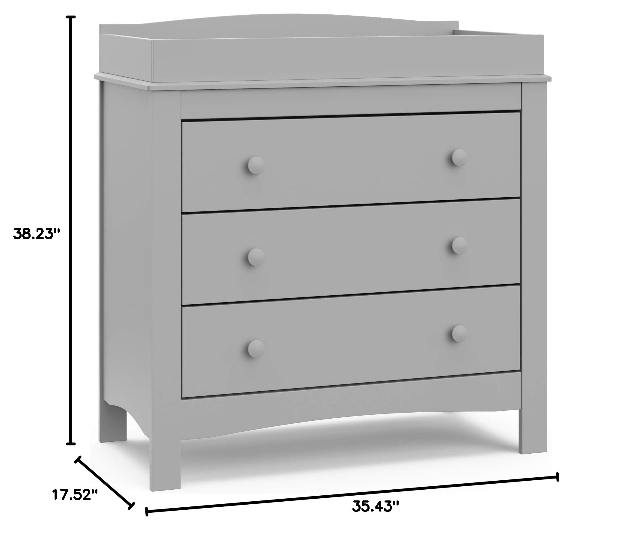 Graco Noah 3 Drawer Chest with Changing Topper, Baby and Kids Dresser, Universal Design for Children's Bedroom, Pebble Gray