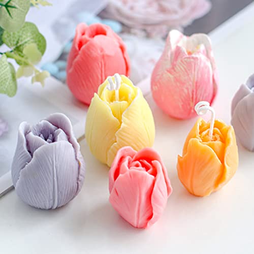 2 Pieces 3D Silicone Candle Mold Tulip Flower Candle Mold for Candle MakingĀ Handmade Silicone Soap Mold for Handmade Plaster Craft Soap Making Home Decorating Ornaments