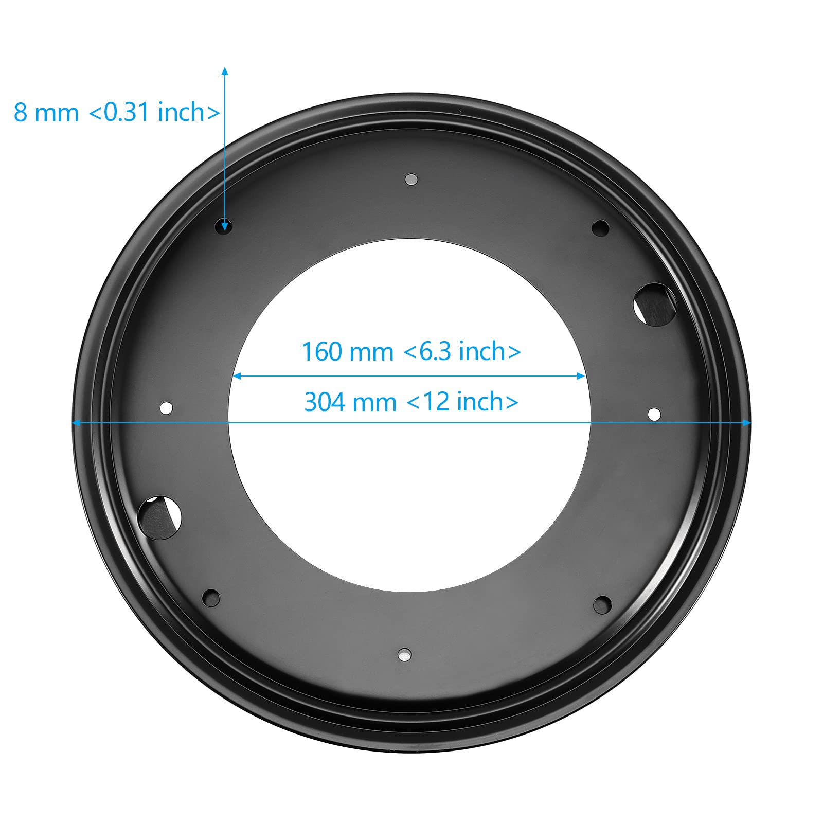 SEHOI 4 Pack 12 Inch Black Lazy Susan Hardware, 360°Rotating Swivel Plate, 5/16 inch Thick Ball Bearings Turntable Lazy Susan Base for Rotating Table, Display Plate, Serving Tray