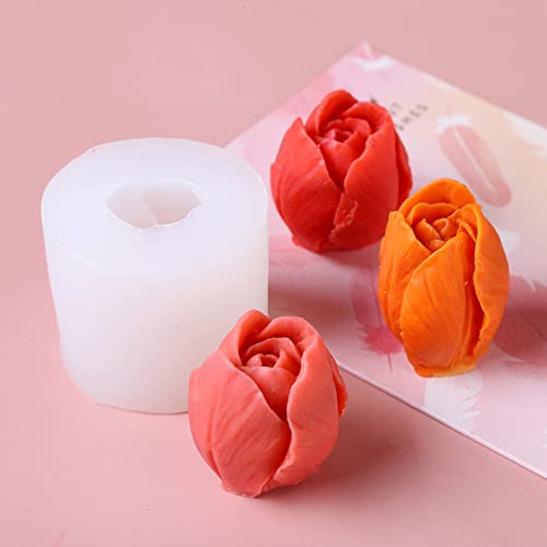 2 Pieces 3D Silicone Candle Mold Tulip Flower Candle Mold for Candle MakingĀ Handmade Silicone Soap Mold for Handmade Plaster Craft Soap Making Home Decorating Ornaments