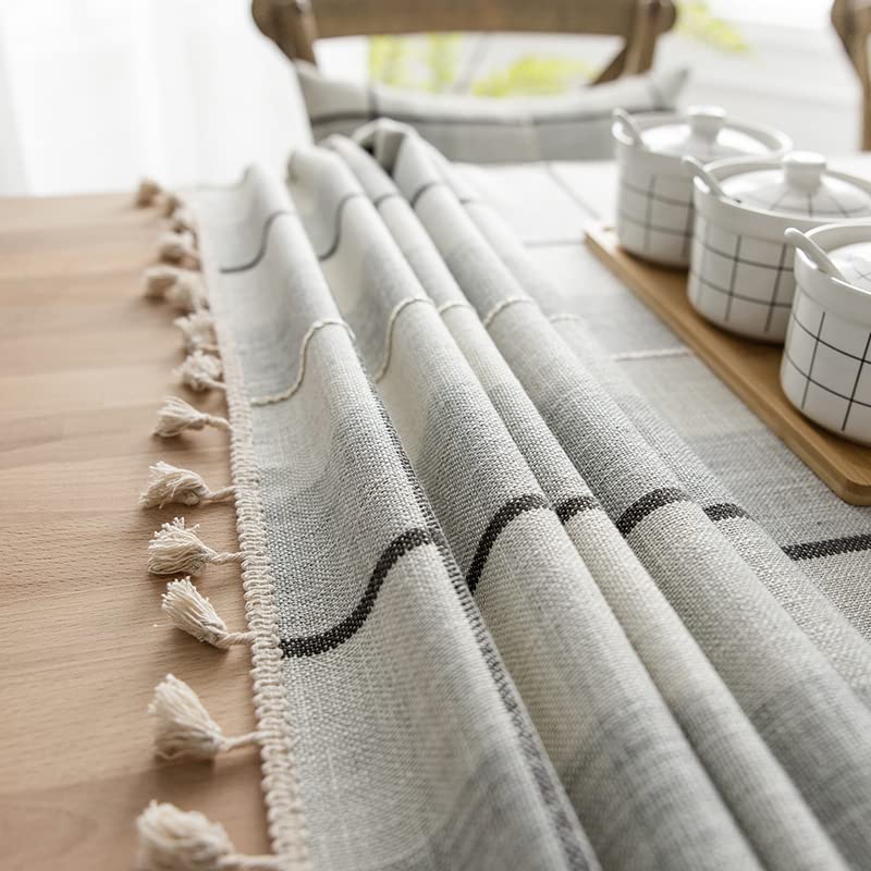 Neelvin Rustic Rectangle Burlap Thick Tablecloth Cotton Linen Table Linens Tablecloths Waterproof Wrinkle Free Table Cover for Kitchen Dinning,55"x70",4-6 Seats