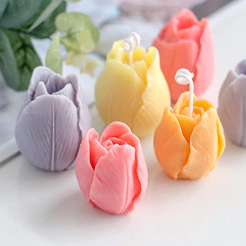 2 Pieces 3D Silicone Candle Mold Tulip Flower Candle Mold for Candle MakingĀ Handmade Silicone Soap Mold for Handmade Plaster Craft Soap Making Home Decorating Ornaments