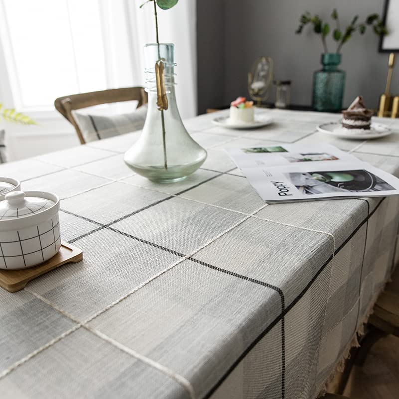 Neelvin Rustic Rectangle Burlap Thick Tablecloth Cotton Linen Table Linens Tablecloths Waterproof Wrinkle Free Table Cover for Kitchen Dinning,55"x70",4-6 Seats