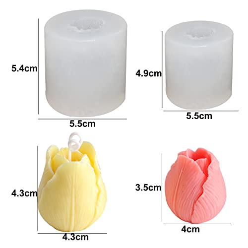 2 Pieces 3D Silicone Candle Mold Tulip Flower Candle Mold for Candle MakingĀ Handmade Silicone Soap Mold for Handmade Plaster Craft Soap Making Home Decorating Ornaments