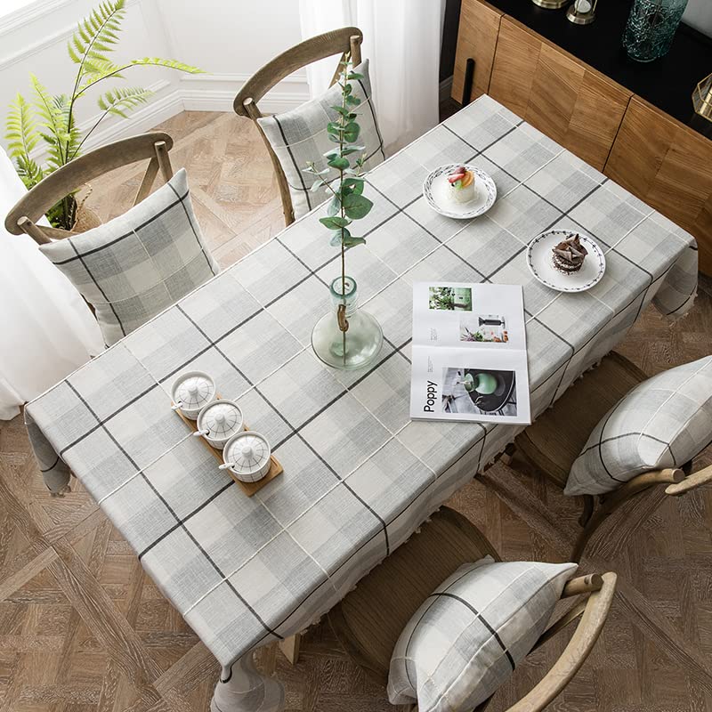Neelvin Rustic Rectangle Burlap Thick Tablecloth Cotton Linen Table Linens Tablecloths Waterproof Wrinkle Free Table Cover for Kitchen Dinning,55"x70",4-6 Seats