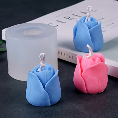 2 Pieces 3D Silicone Candle Mold Tulip Flower Candle Mold for Candle MakingĀ Handmade Silicone Soap Mold for Handmade Plaster Craft Soap Making Home Decorating Ornaments