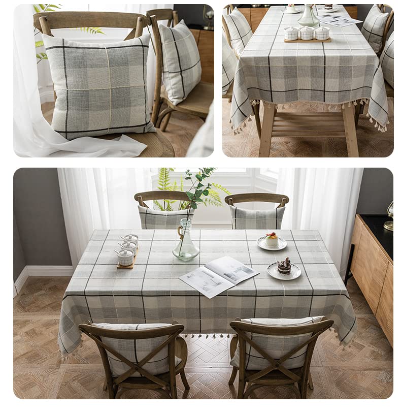 Neelvin Rustic Rectangle Burlap Thick Tablecloth Cotton Linen Table Linens Tablecloths Waterproof Wrinkle Free Table Cover for Kitchen Dinning,55"x70",4-6 Seats
