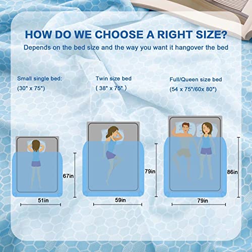 inhand Cooling Blanket for Hot Sleepers Sleeping Night Sweats, Cooling Throw Blanket Throw Size(51''x67'') Arc-Chill Q-Max >0.45 Cool Fiber, 100% Cotton Summer Blanket Ultra Cold Breathable, Blue