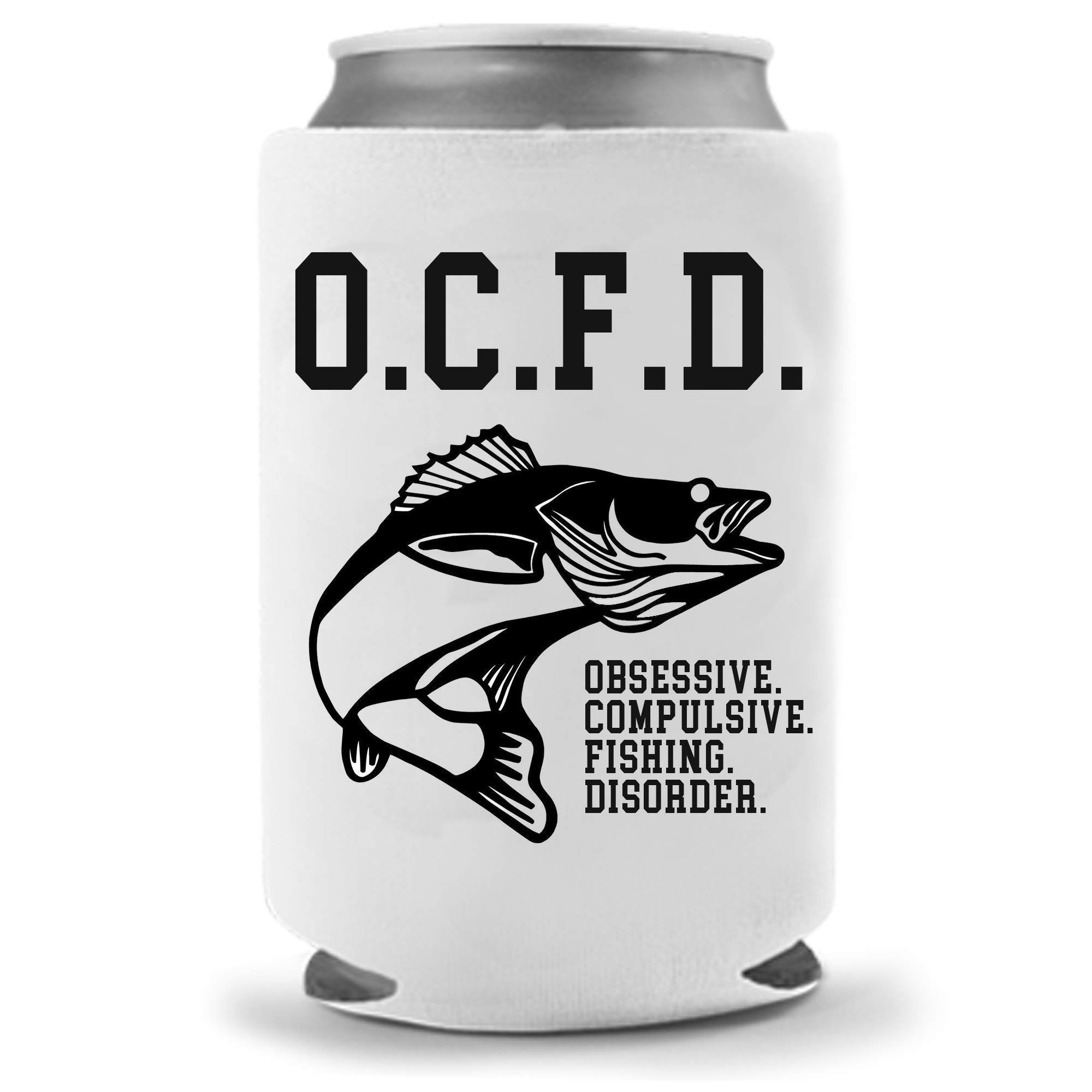 Fishing OCFD Obsessed Disorder Beer Sleeve Coolie | Cool Coast Products | America Funny Hunt Fish Party Beer | Joke Drink Can Cooler | Hunting Beer Beverage | Gifts | Neoprene Can Cooler