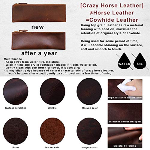 S-ZONE Vintage Genuine Leather Shoulder Bag Work Totes for Women Purse Handbag with Back Zipper Pocket Large