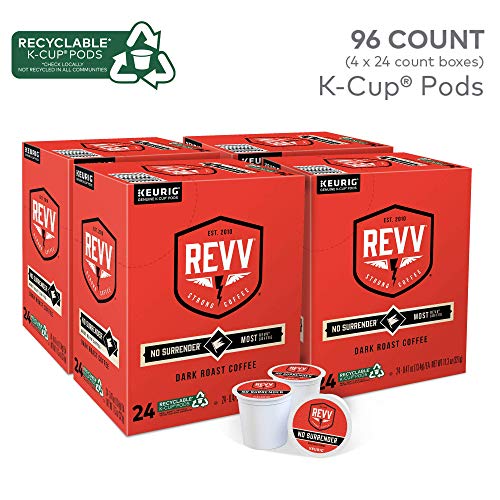 REVV No Surrender, Single-Serve Keurig K-Cup Pods, Dark Roast Coffee, 96 Count