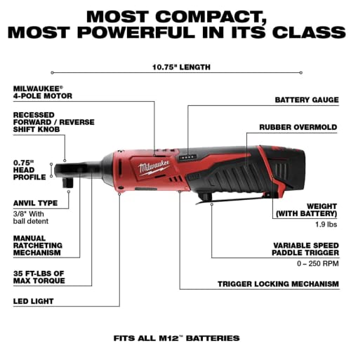 Milwaukee M12 12-Volt Lithium-Ion Cordless Combo Kit (5-Tool) with Two 1.5 Ah Batteries, Charger and Tool Bag