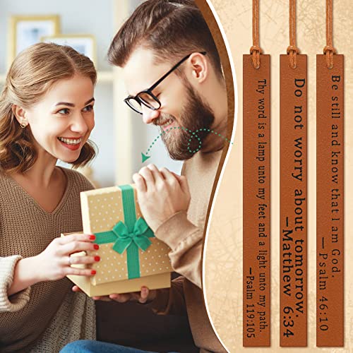 20 Pcs Leather Christian Bookmarks with Tassels Inspirational Bible Bookmarks Scripture Leather Bookmark Bible Verse Religious Bookmarks for Men Women Book Reading Bookworm Book Lovers Readers Gifts