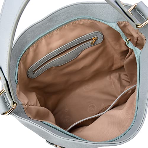 Mellow World Monserrat Floral Studded Slouchy Motor Style Hobo Handbag for Women with Removable Strap,Seafoam