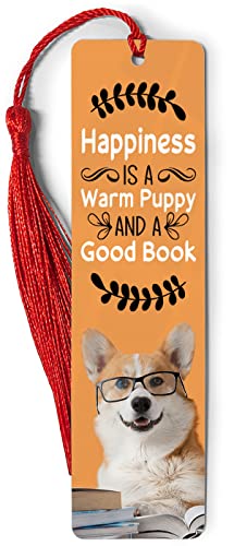 GOLEEX Corgi Dog Metal Magnetic Bookmark with Ruler Pet Animal Themed Colorful Bookmarks for Adults Teens Book Lovers Readers Decoration On Graduation Christmas Birthday Gifts