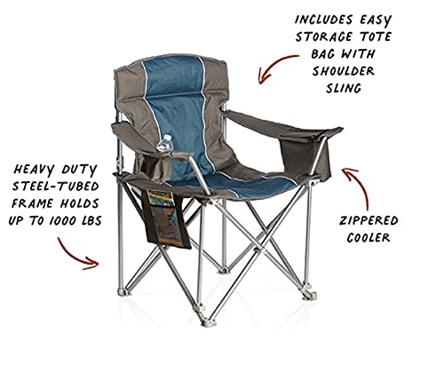 LivingXL 1000-lb. Capacity Heavy-Duty Portable Oversized Chair, Collapsible Padded Arm Chair with Cup Holders and Lower Mesh Side Pocket, Black