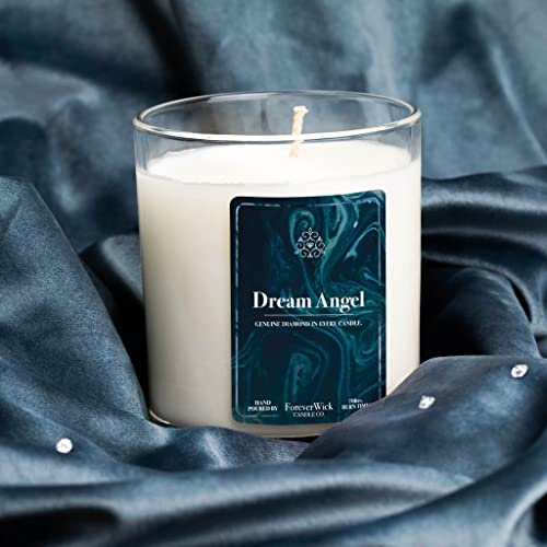 Foreverwick Dream Angel Creamy Vanilla Surprise Soy Wax Candle with Diamond Inside 14Oz Jar, Large Candles, Scented, Gift Women, Glass, Double Pour Inspired, 70 Hours