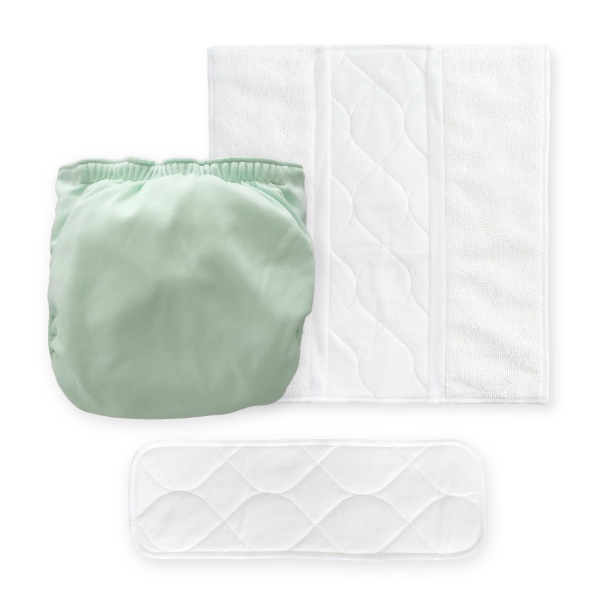SmartNappy by Amazing Baby, NextGen Hybrid Cloth Diaper Cover + 1 Tri-fold Reusable Insert + 1 Reusable Booster, Pastel SeaCrystal, Solid, Size 3, 12-25 lbs, Green