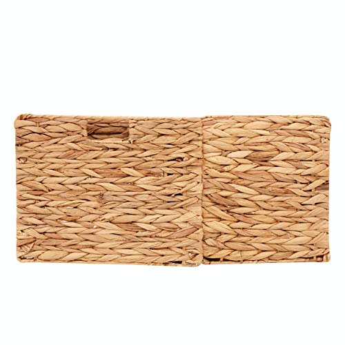 Storage Baskets,Hyacinth Basket For Shelf,Wicker Baskets 13.6x11x11 Inches,Folding 2 Packs Handmade Woven, Seagrass Baskets,Shelf Baskets For Storage Toys Books And Clothes and Other What You Want