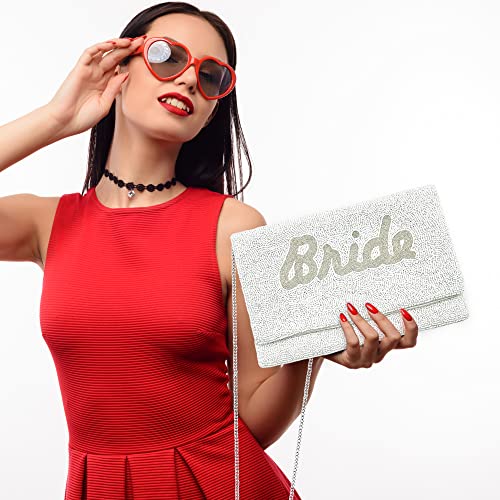 Bride Clutch Purse Bridal Shower Gift for Bride White Purse with Silver Letters THE BEADED LILY White Bride Clutch With Silver Letters