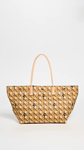 Tory Burch Women's Canvas Basketweave Tote, Tan Basketweave, One Size