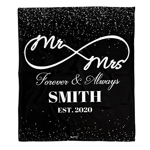 TOYSHEA Personalized Throw Blanket Mr Mrs Forever Always Custom Blanket Couple for Family Husband Wife Gifts Wedding Anniversary Valentine's Day Birthday Christmas