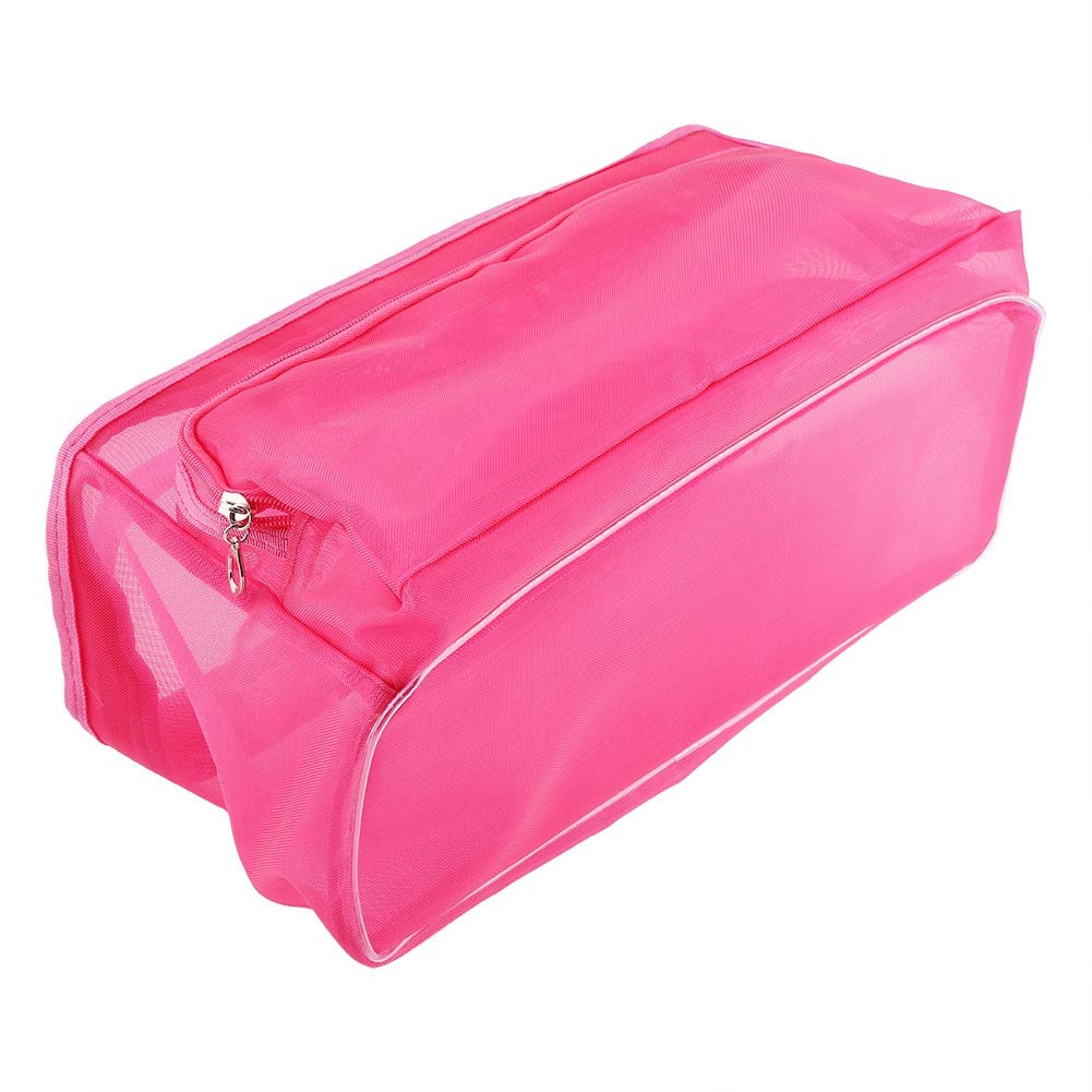 3 Holes Storage Bags Mesh Yarn Storage Bag Crochet Wool Small Accessories Convenient Container for Home-use (Rose red)