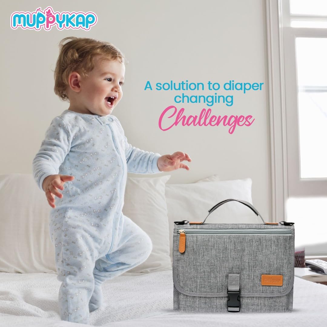 Portable Changing Pad with Shoulder Strap - Detachable Travel Changing Pad - Fully Padded, Lightweight & Waterproof - Diaper Changing Pad - Baby Shower Gifts - Changing Mat (27"x22")