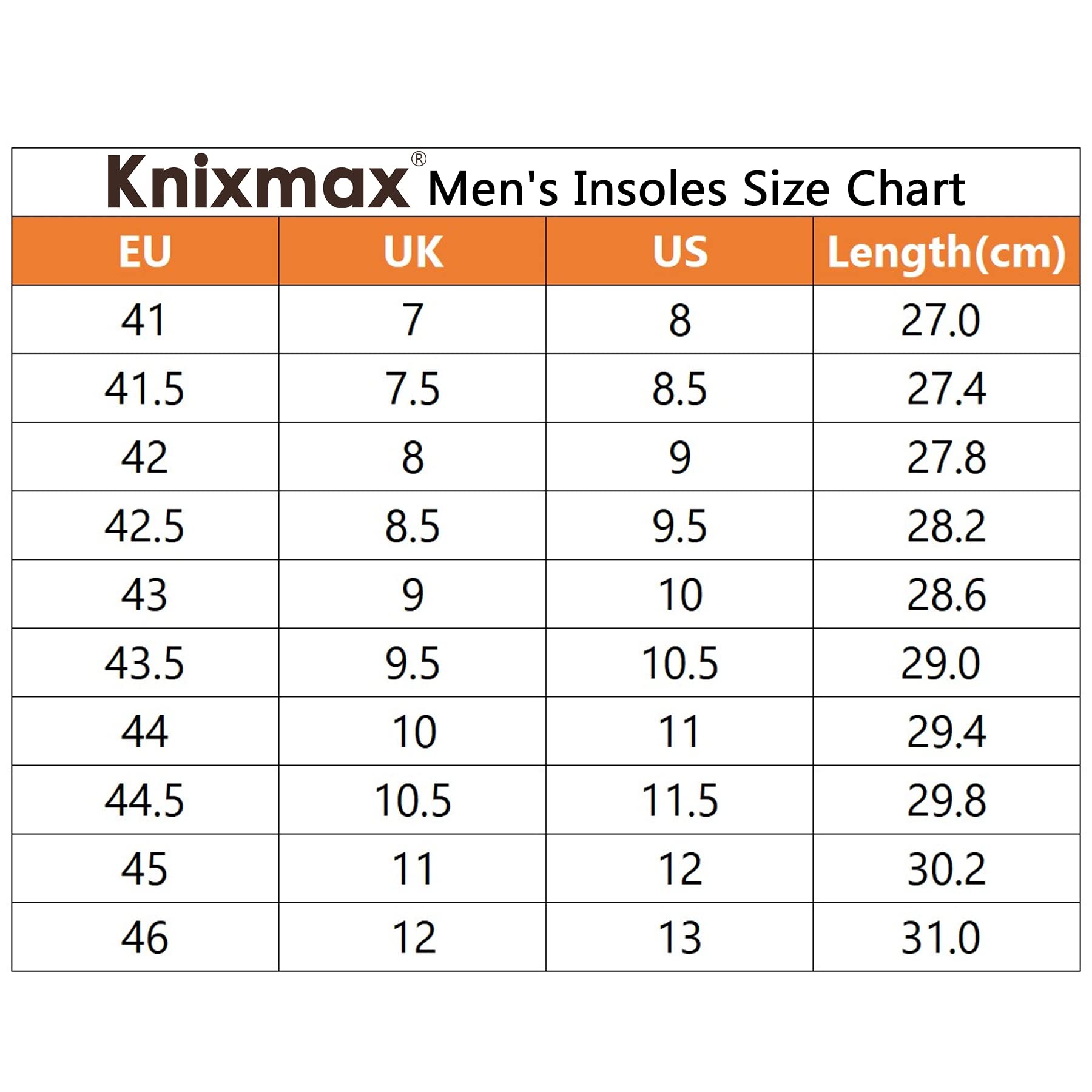 Knixmax Memory Foam Insoles for Men Women, Super Soft Shoe Inserts for Sneakers Slippers Boots Liners Replacement Inner Soles, Cushioned Flat Shoe Pads Black EU 43