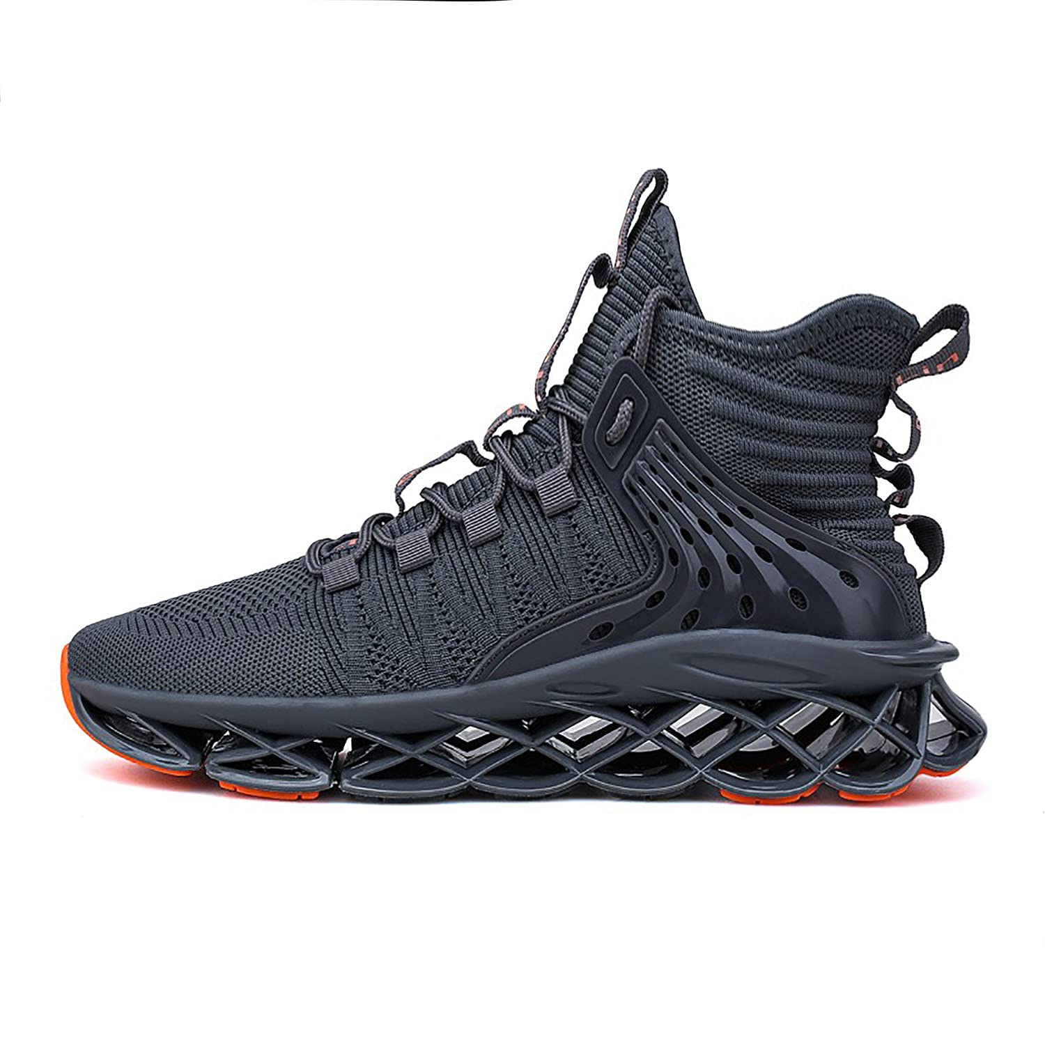 DUDHUH Running Shoes for Men Comfortable Athletic Cross Trainer Casual Walking Fashion Mens Tennis Sock Sneakers Grey