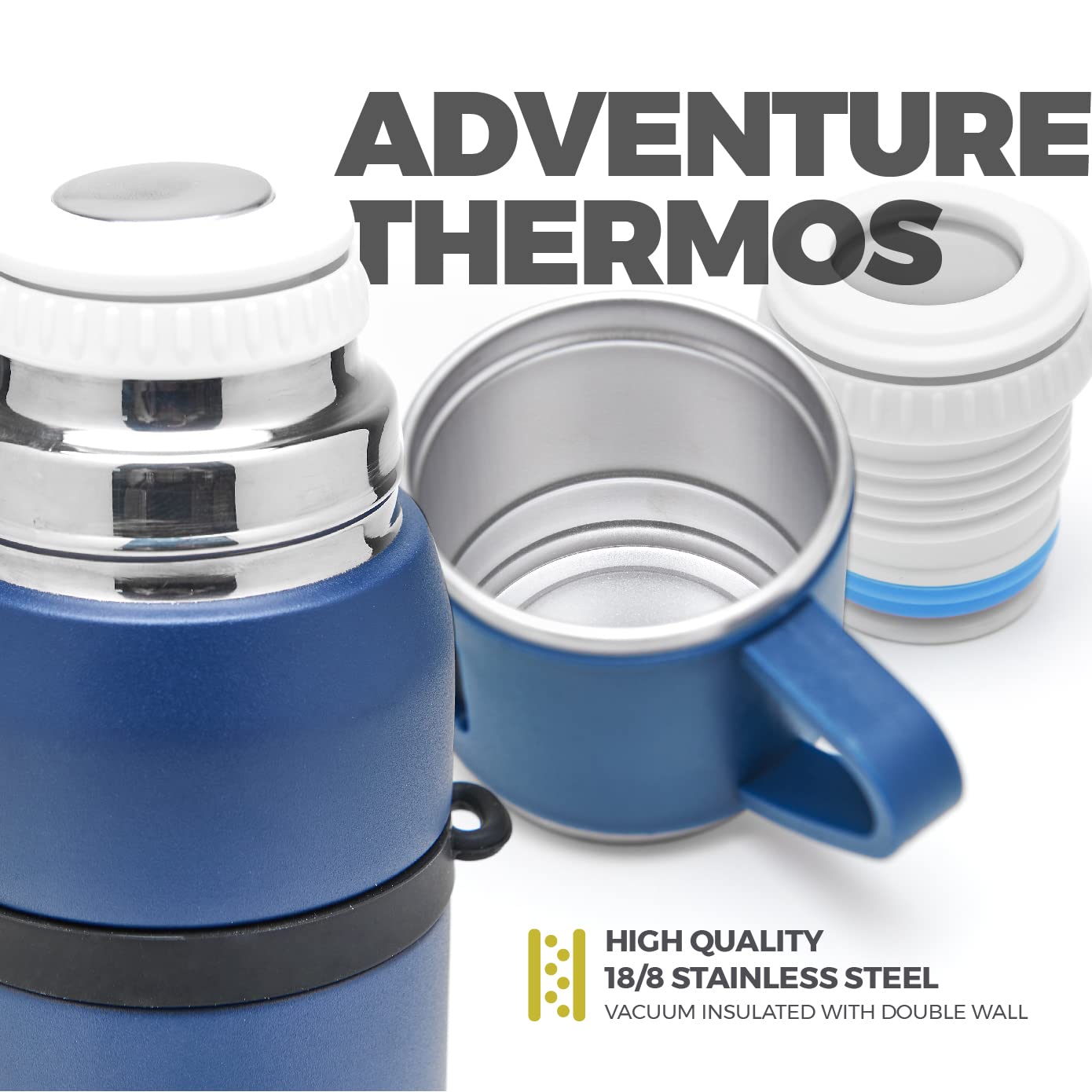 BALIBETOV Camping Thermos for Mate - Vacuum Insulated With Double Stainless Steel Wall- A Mate Thermos Specially Designed as Mate Argentino Kit that includes Bombilla and Mate Cup (Gray)