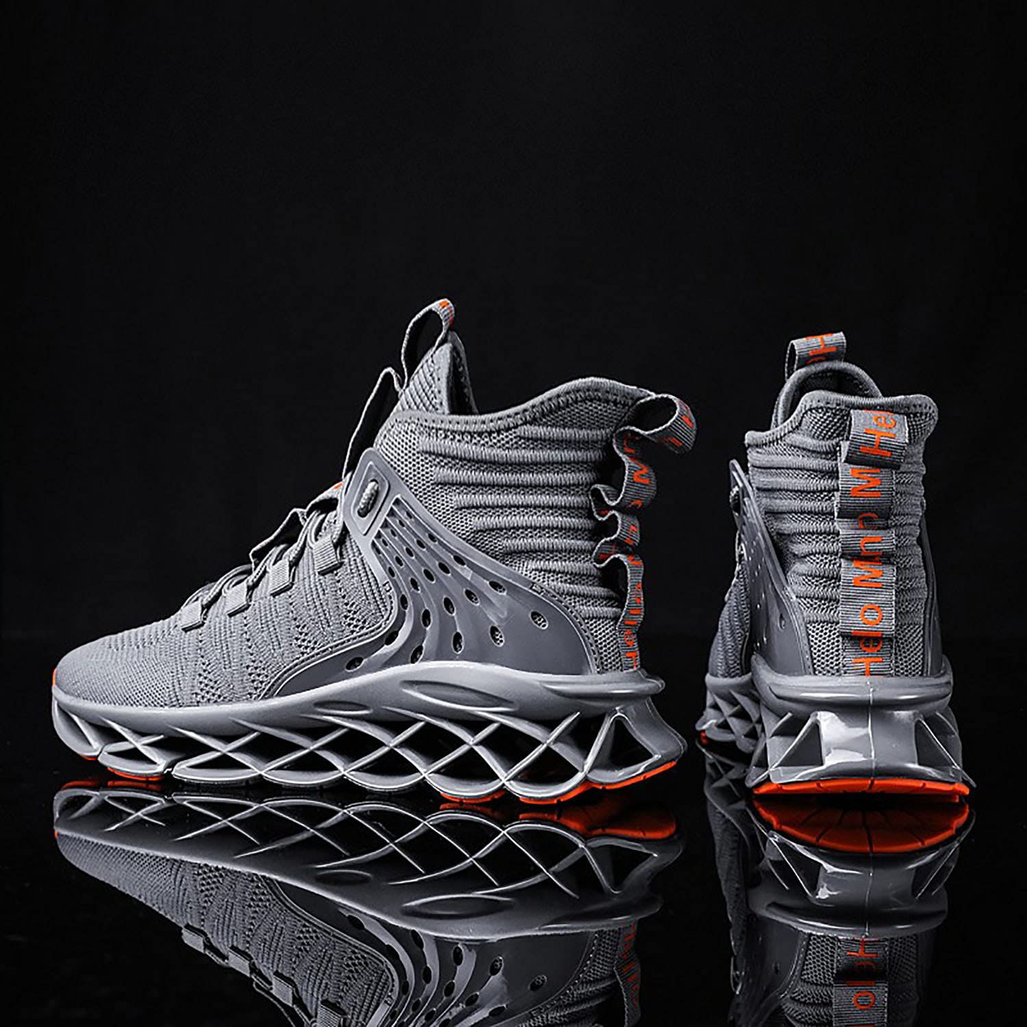 DUDHUH Running Shoes for Men Comfortable Athletic Cross Trainer Casual Walking Fashion Mens Tennis Sock Sneakers Grey