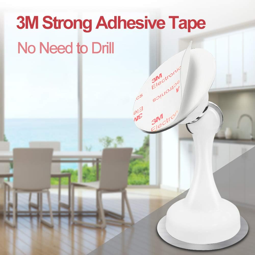 Door Stopper, 2 Pack Magnetic Door Stop White, Stainless Steel Door Catch, 3M Double-Sided Self Adhesive Tape, Door Holder Doorstop, No Drilling, Keep Your Door Open